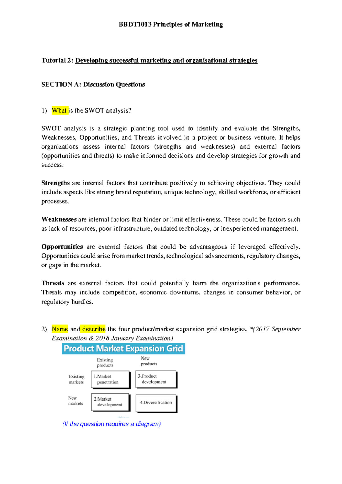BBDT 1013 Tutorial 2 - Tutorial 2: Developing successful marketing and ...