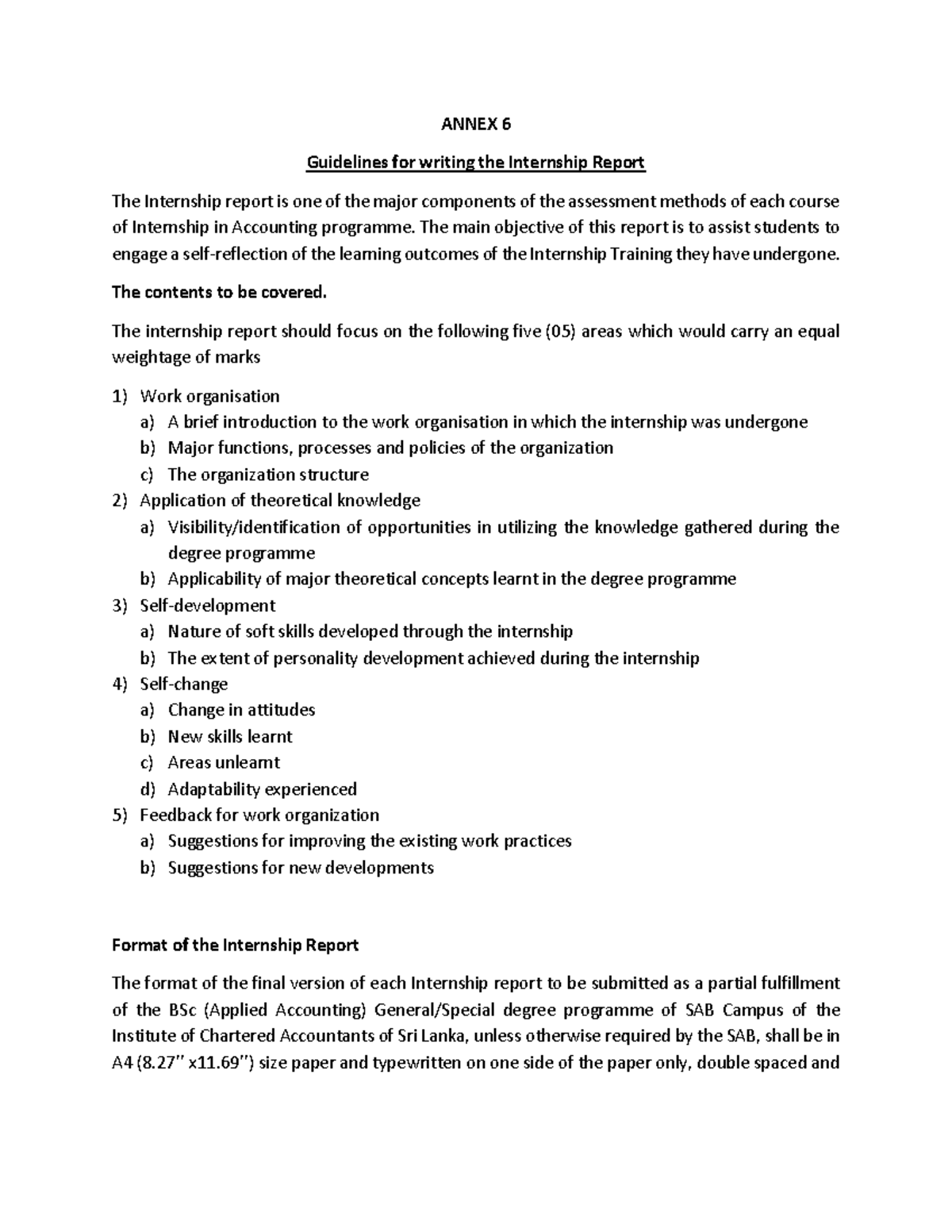Annex 6 - Guidelines for writing the Internship Report - ANNEX 6 ...