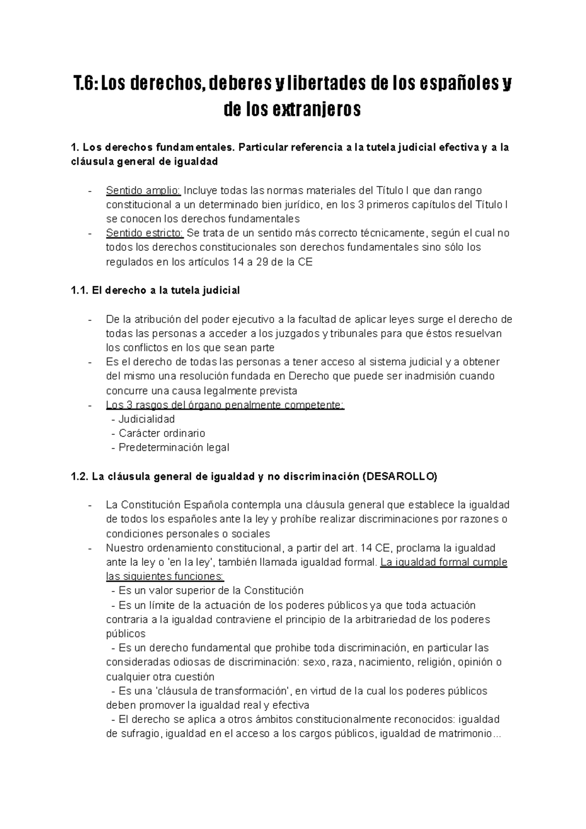 T6 Derecho constitucional - T: Los derechos, deberes y libertades de los españoles y de los ...