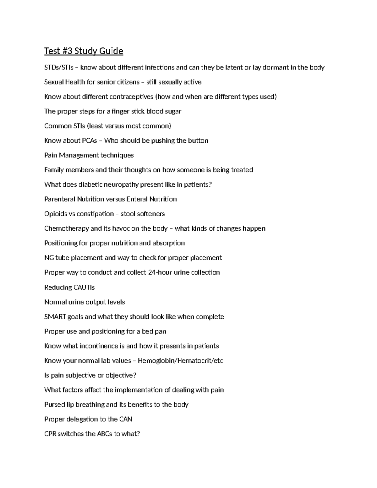 Exam Three - Test #3 Study Guide STDs/STIs – know about different ...