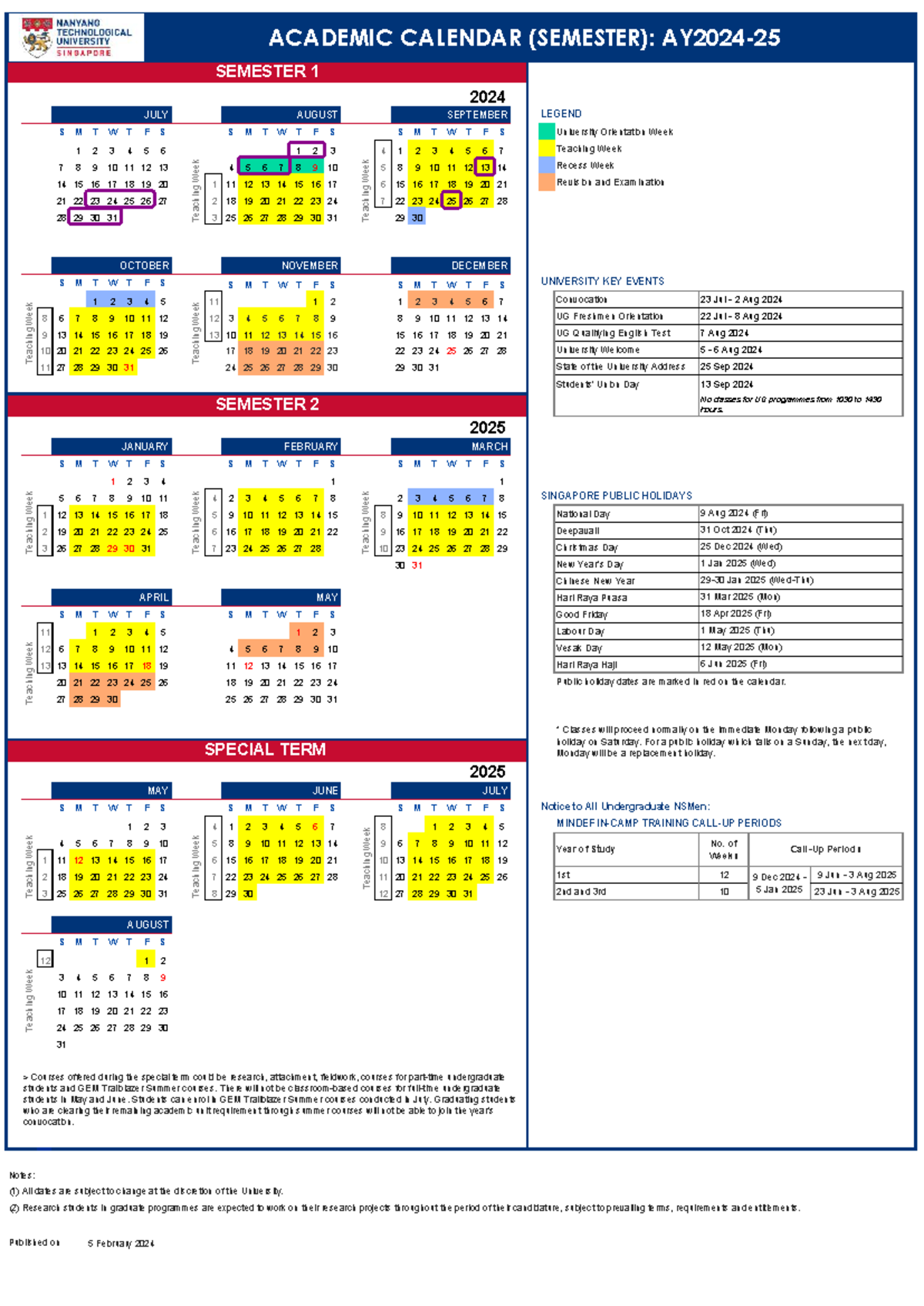 Academic Calendar AY2024-25 - JULY AUGUST SEPTEMBER S M T W T F S S M T ...