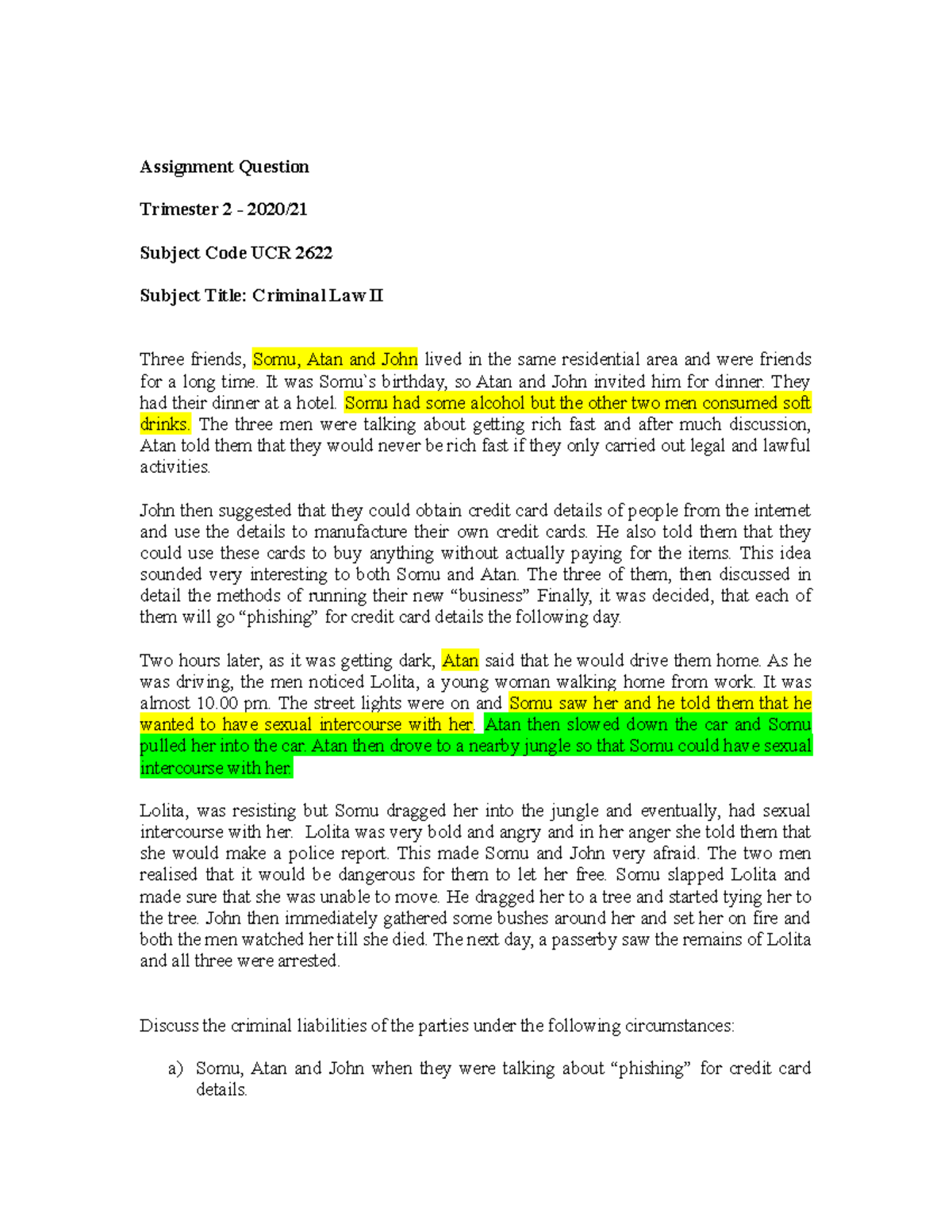 361368 Assignment Question - Assignment Question Trimester 2 - 2020 ...