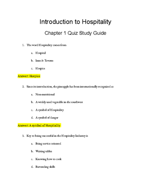 Chapter 2 Quiz Study Guide - Introduction to Hospitality Chapter 2 Quiz ...