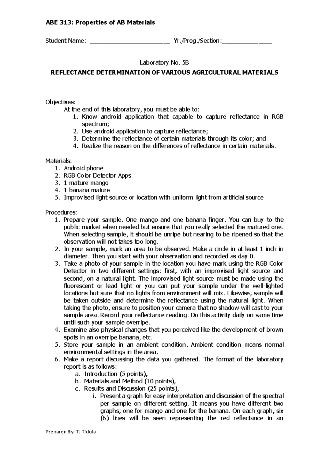 Laboratory 5B Instruction - ABE 313: Properties of AB Materials ...