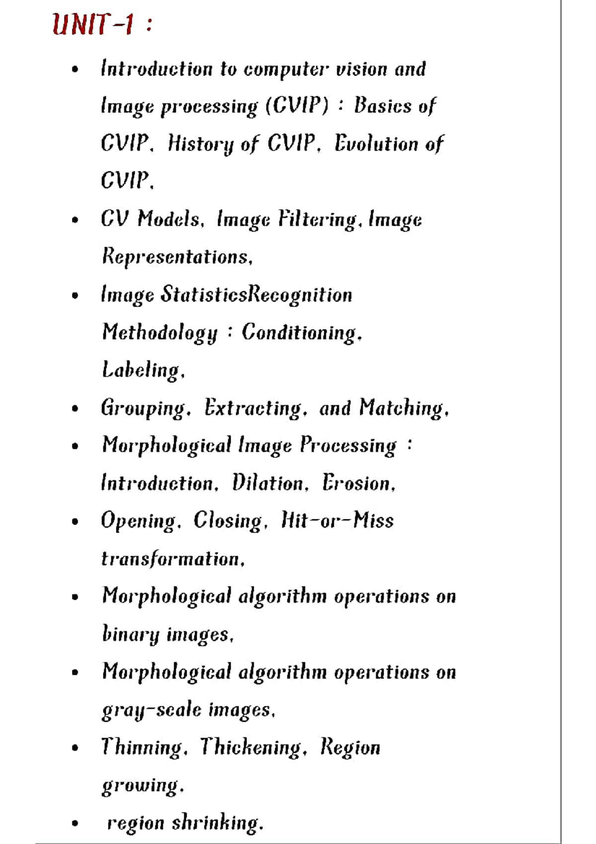 IPCV Syllabus - Computer Science - Studocu