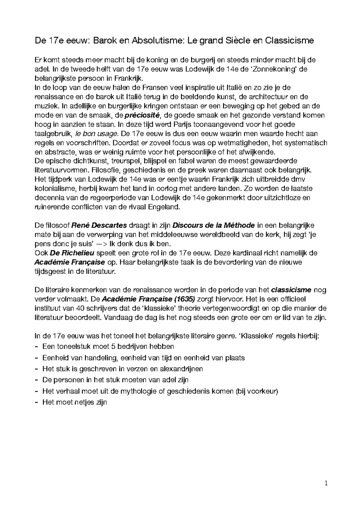 Frans literatuur - De 17e eeuw: Barok en Absolutisme: Le grand Siècle ...