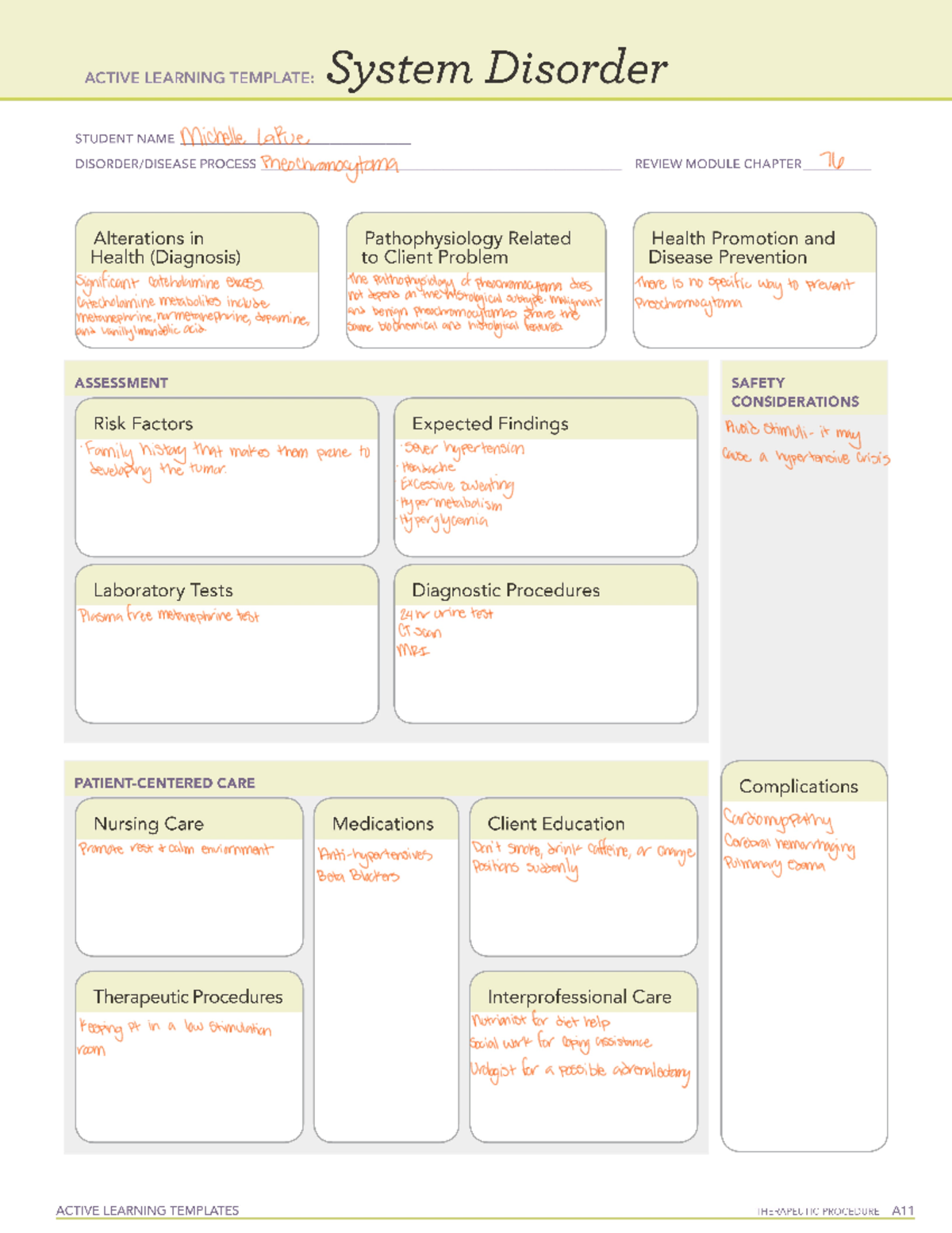 Pheochromocytoma alt - System Disorder ALT - NUR 145 - Studocu