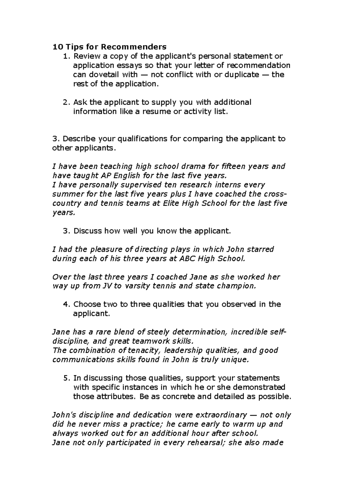 10 Tips for Recommenders - 10 Tips for Recommenders 1. Review a copy of ...