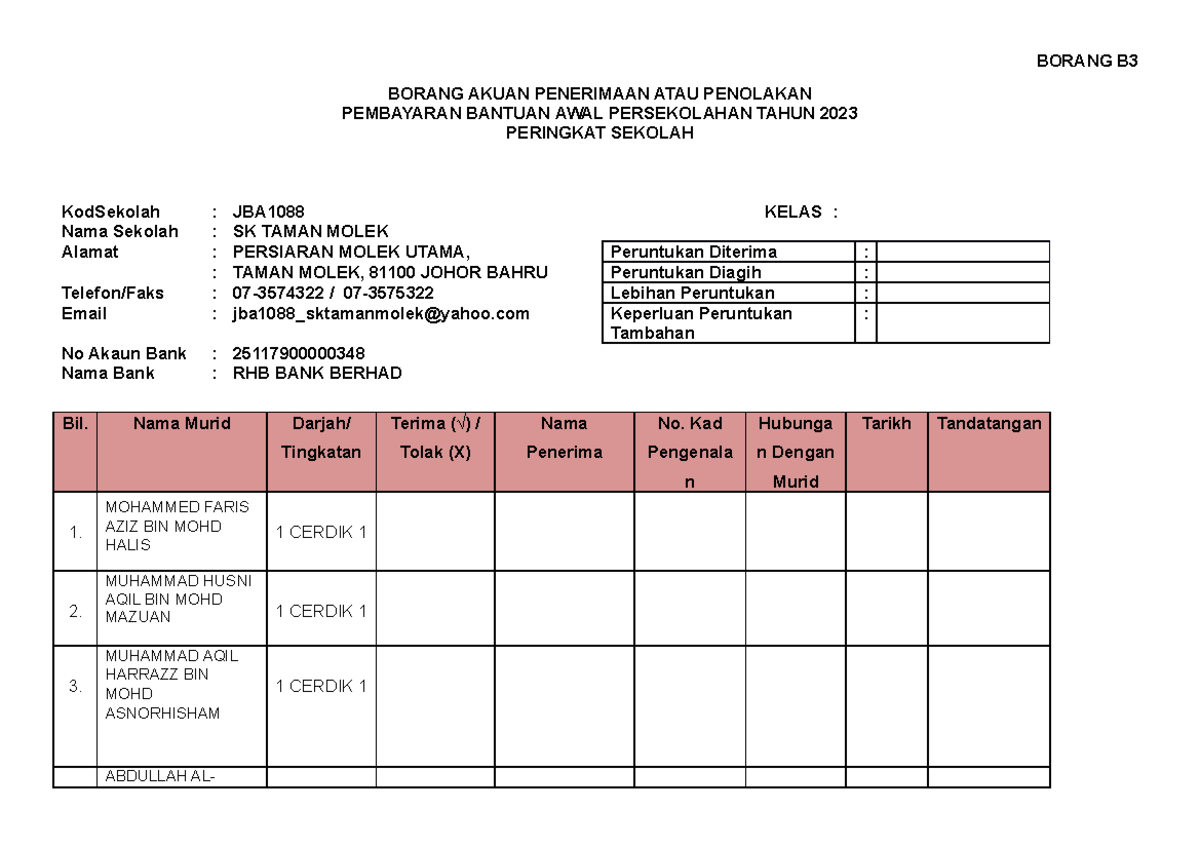 Borang B3 BAP 2023 1C1 - baik - BORANG B BORANG AKUAN PENERIMAAN ATAU ...