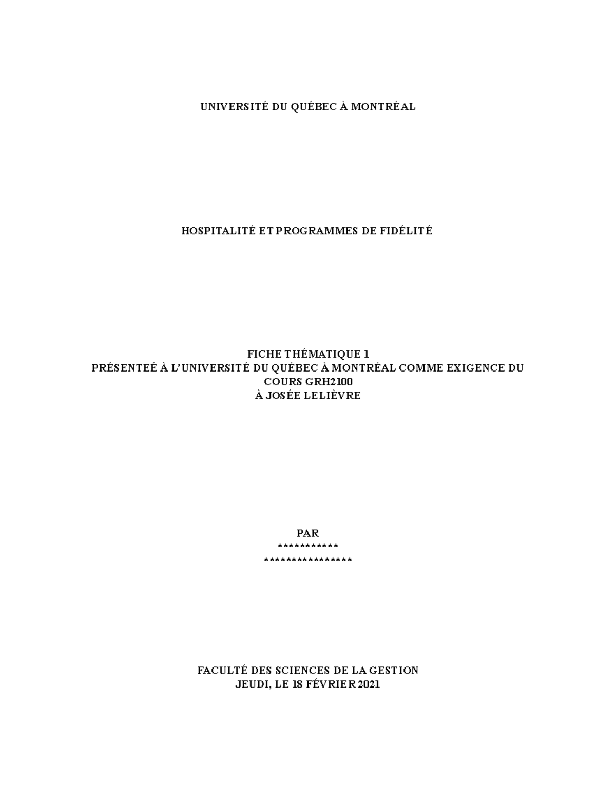 Fiche thématique 1 GRH2100 - UNIVERSITÉ DU QUÉBEC À MONTRÉAL ...