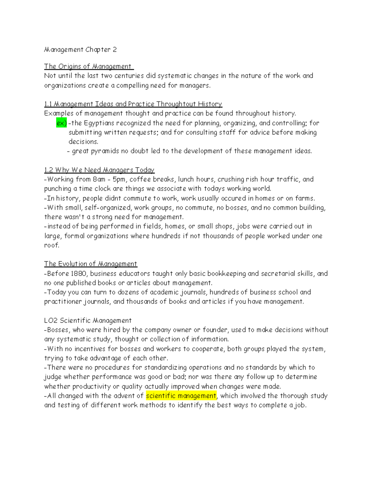 Management chapter 2 - Management Chapter 2 The Origins of Management ...
