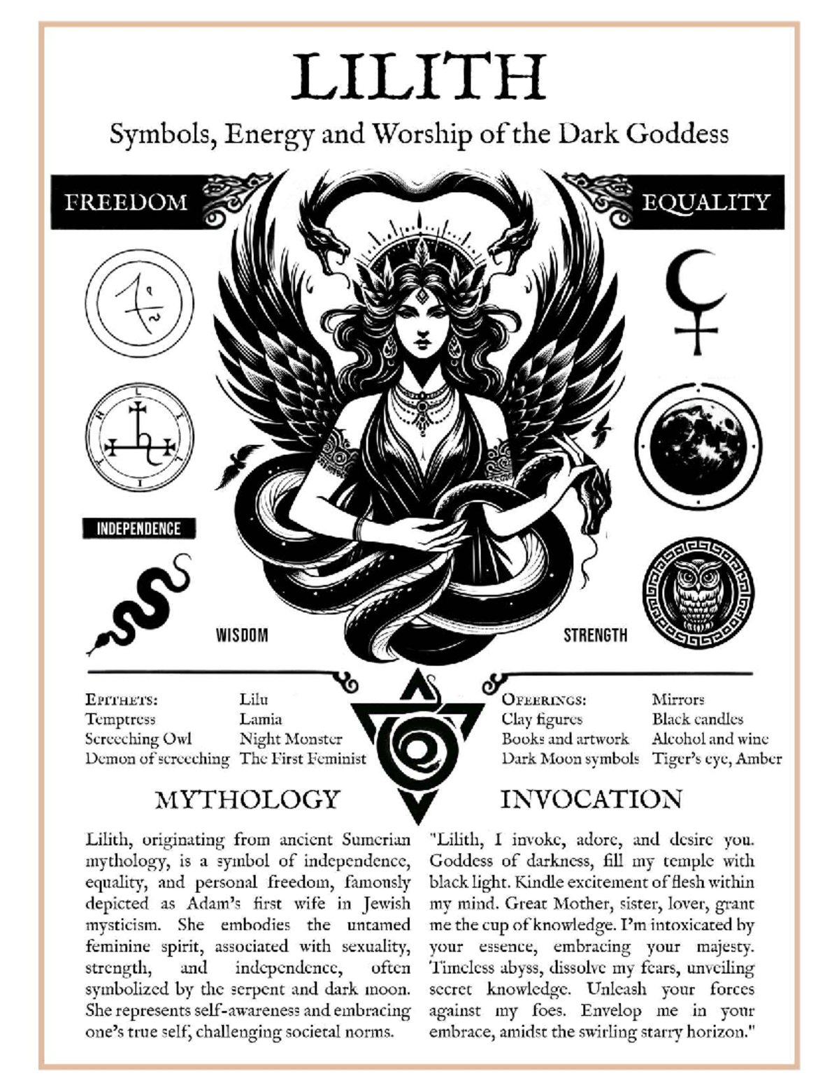 Lilith Goddess Symbols and Offerings Spells 8 - LILITH Symbols, Energy and Worship of the Dark ...
