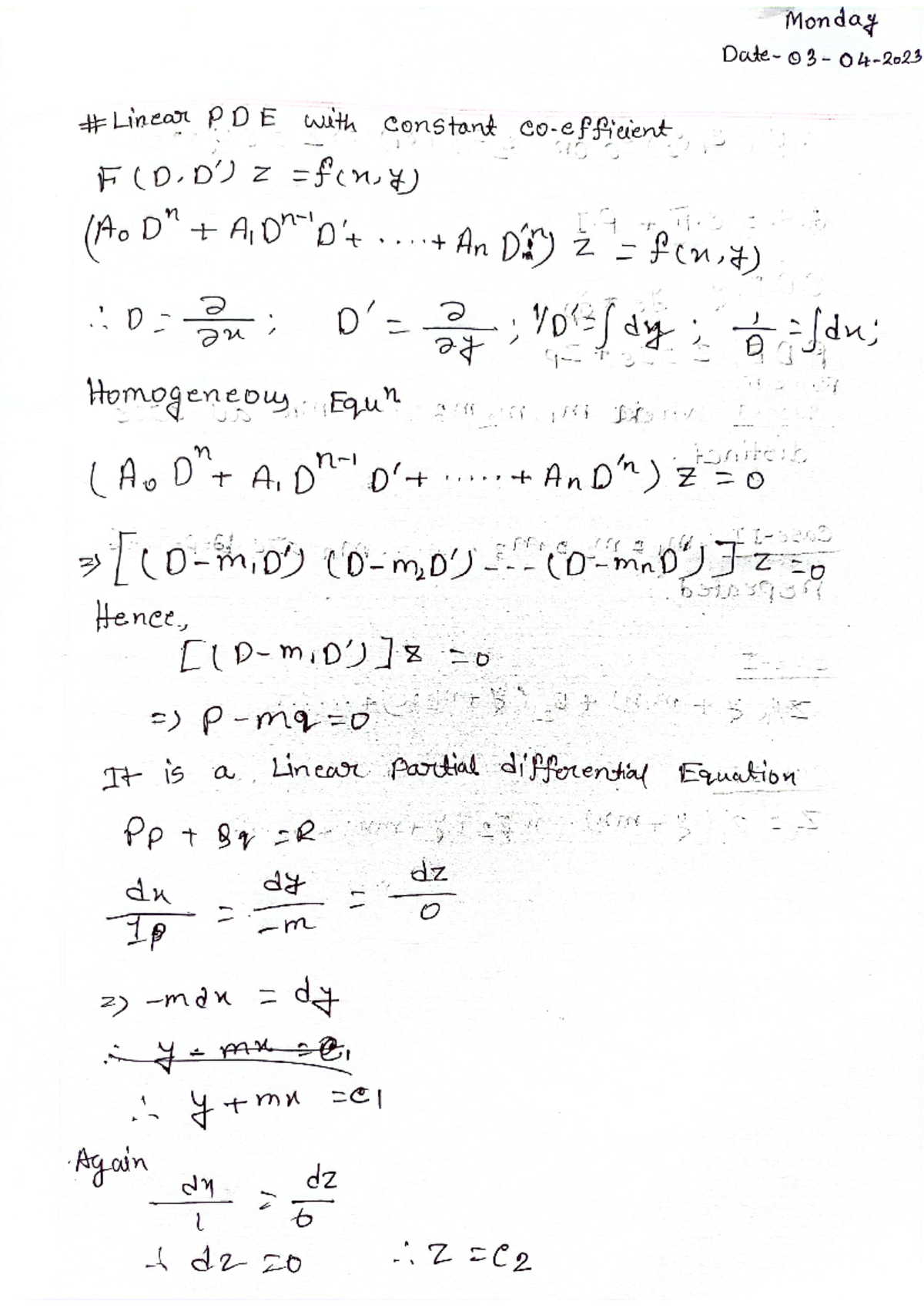 Math pde constant coefficient (Class note) - Mathematics - Studocu
