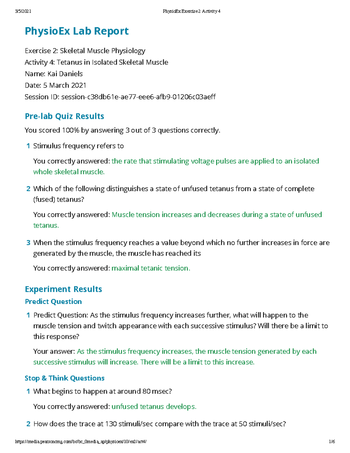 Physio Ex Exercise 2 Activity 4 - PhysioEx Lab Report Exercise 2 ...