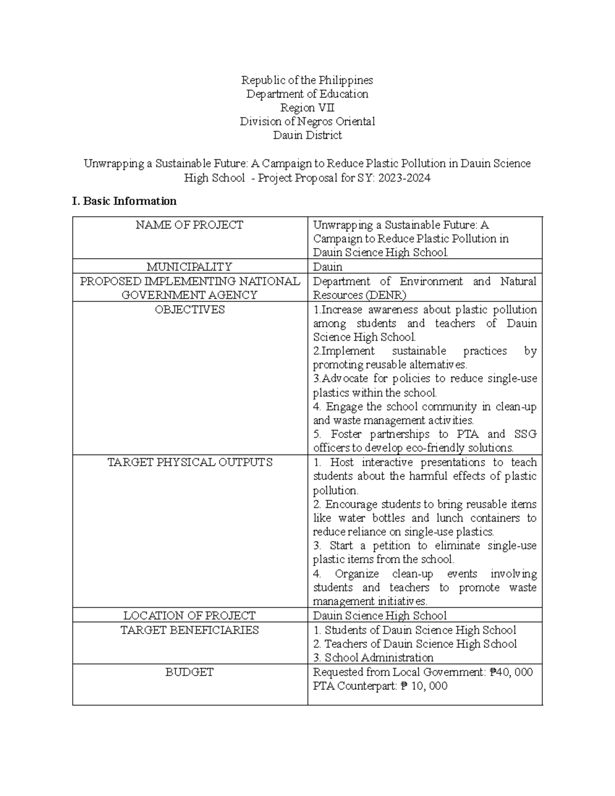 7 Project Proposal - Basic Information NAME OF PROJECT Unwrapping a ...