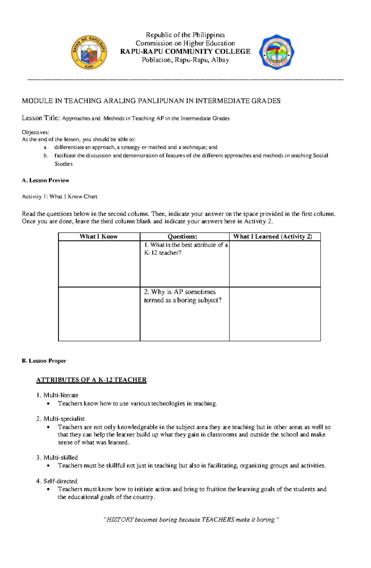 Social Studies Module SEPT 11 2024 - Republic of the Philippines ...