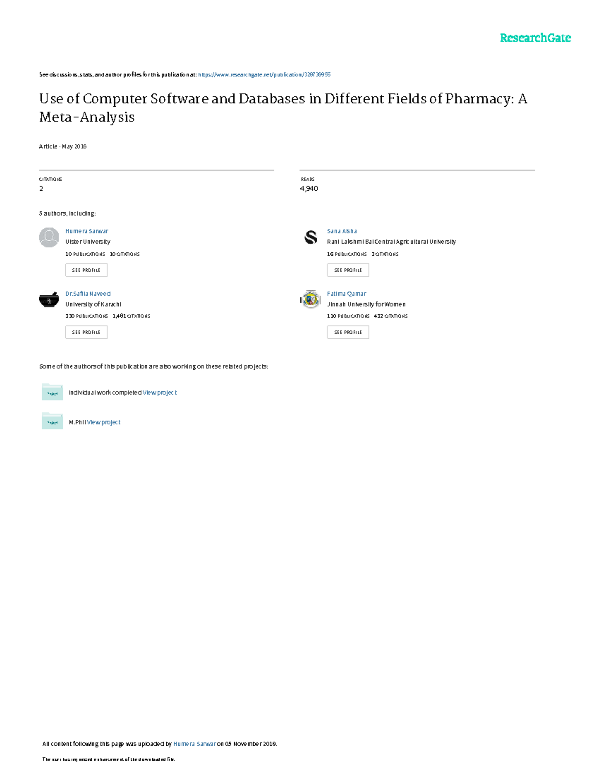 Use of Computer Software and Databases in Different Fields of Pharmacy ...