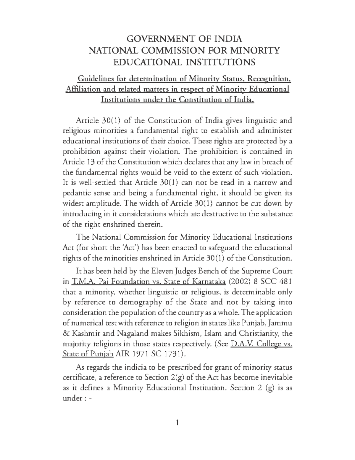 Article 30 - GOVERNMENT OF INDIA NATIONAL COMMISSION FOR MINORITY ...
