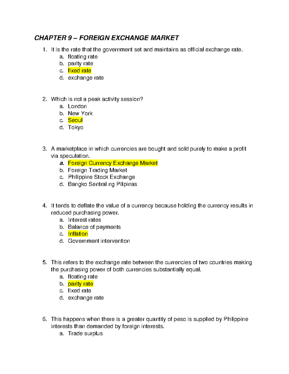 CH9- Forex- Market - Uploading. - CHAPTER 9 – FOREIGN EXCHANGE MARKET ...