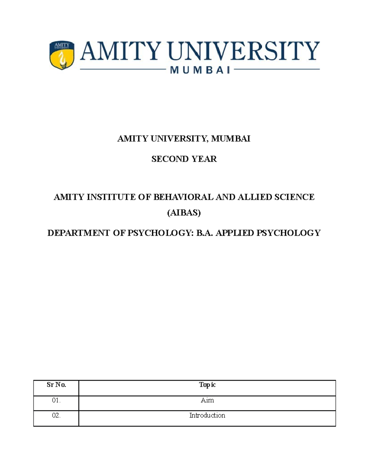 BDI - Practicals - AMITY UNIVERSITY, MUMBAI SECOND YEAR AMITY INSTITUTE ...