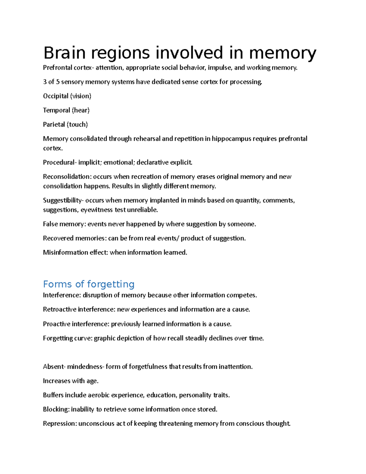 Brain regions involved in mem - Brain regions involved in memory ...