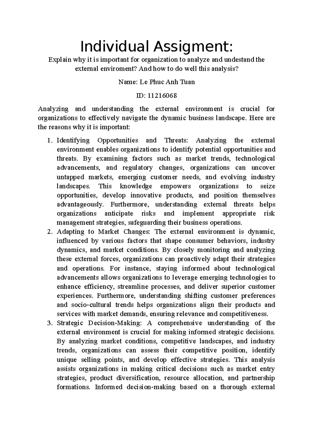 Individual Assigment - hiohhlhkl - Individual Assigment: Explain why it ...