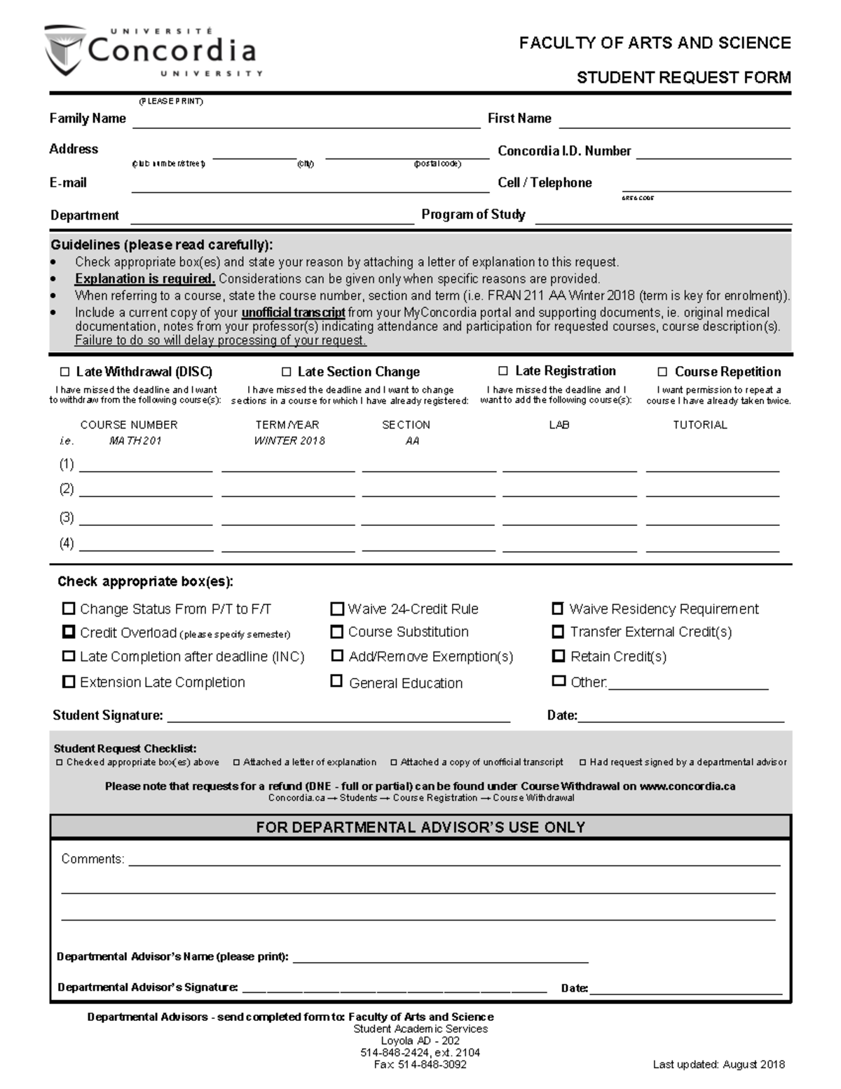 A&S Student Request Form - MAT1310 - Mathématiques discrètes - ULaval ...