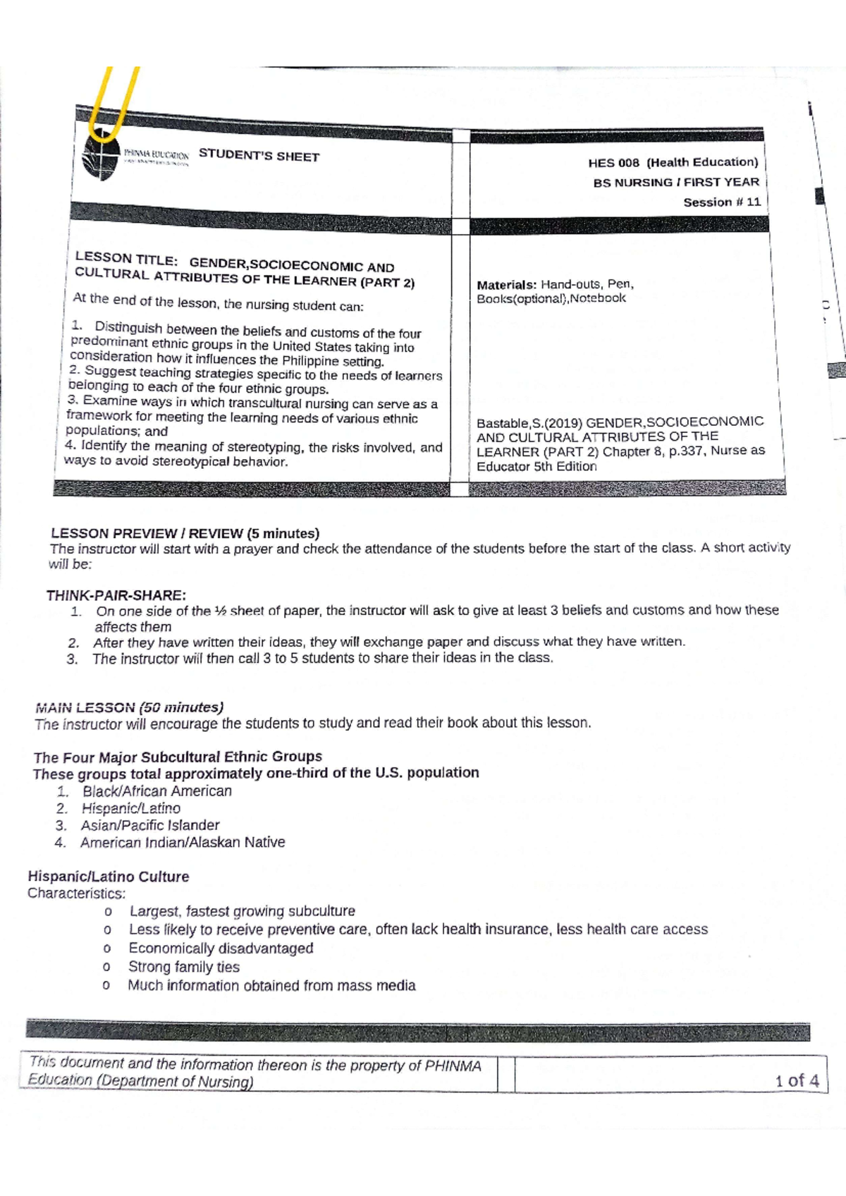 HES 008 SAS11 - HEALTH EDUCATION - PHINMA EDUCATION SHEET HES 008 ...