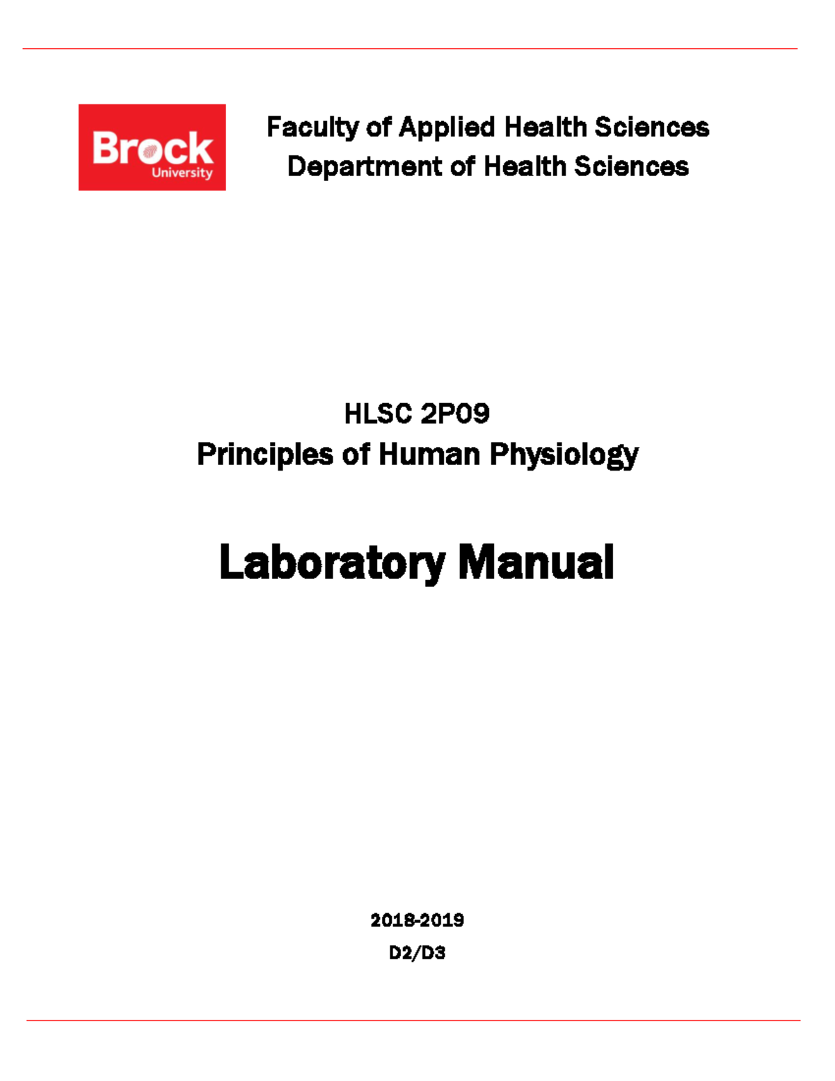 HLSC2P09 LAB Manual 2018-19 - Faculty of Applied Health Sciences ...