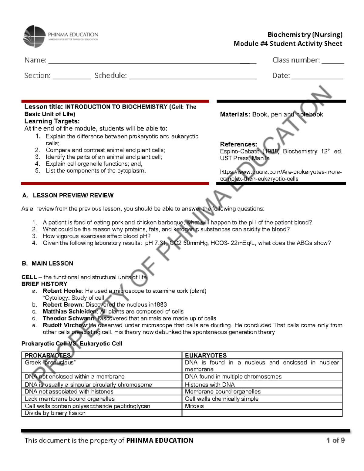 BIO 024 Session 4 SAS Nursing (NEW Format) watermark - Module # 4 ...