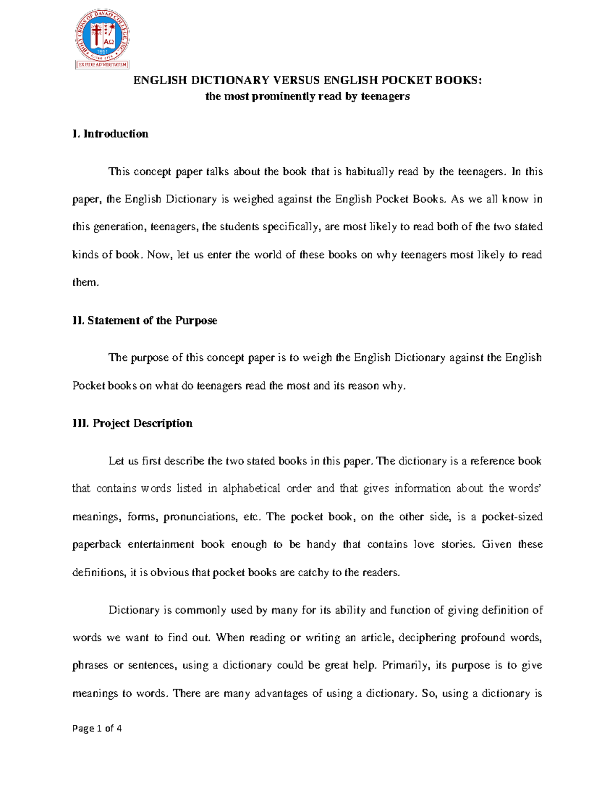 HCDC EAPP English Dictionary versus English Pocket Books - ENGLISH ...