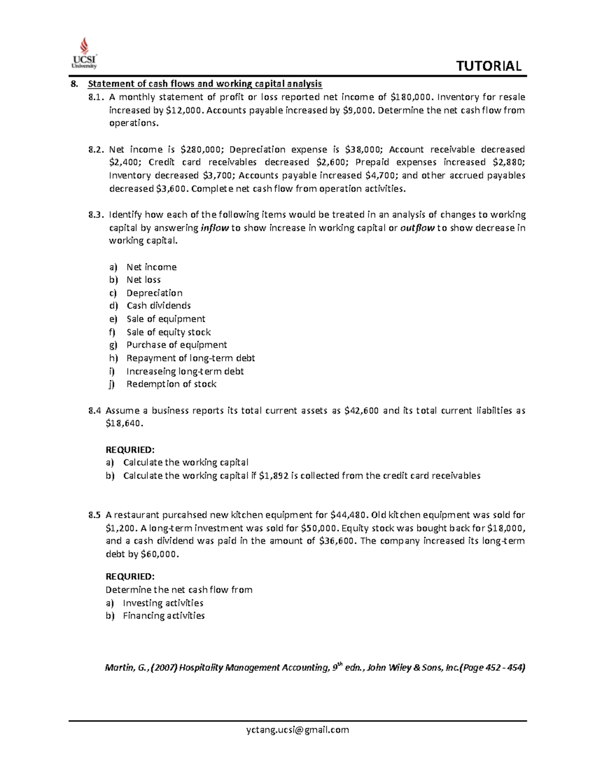 Tutorial-8-Statement of cash flows and working capital analysis ...