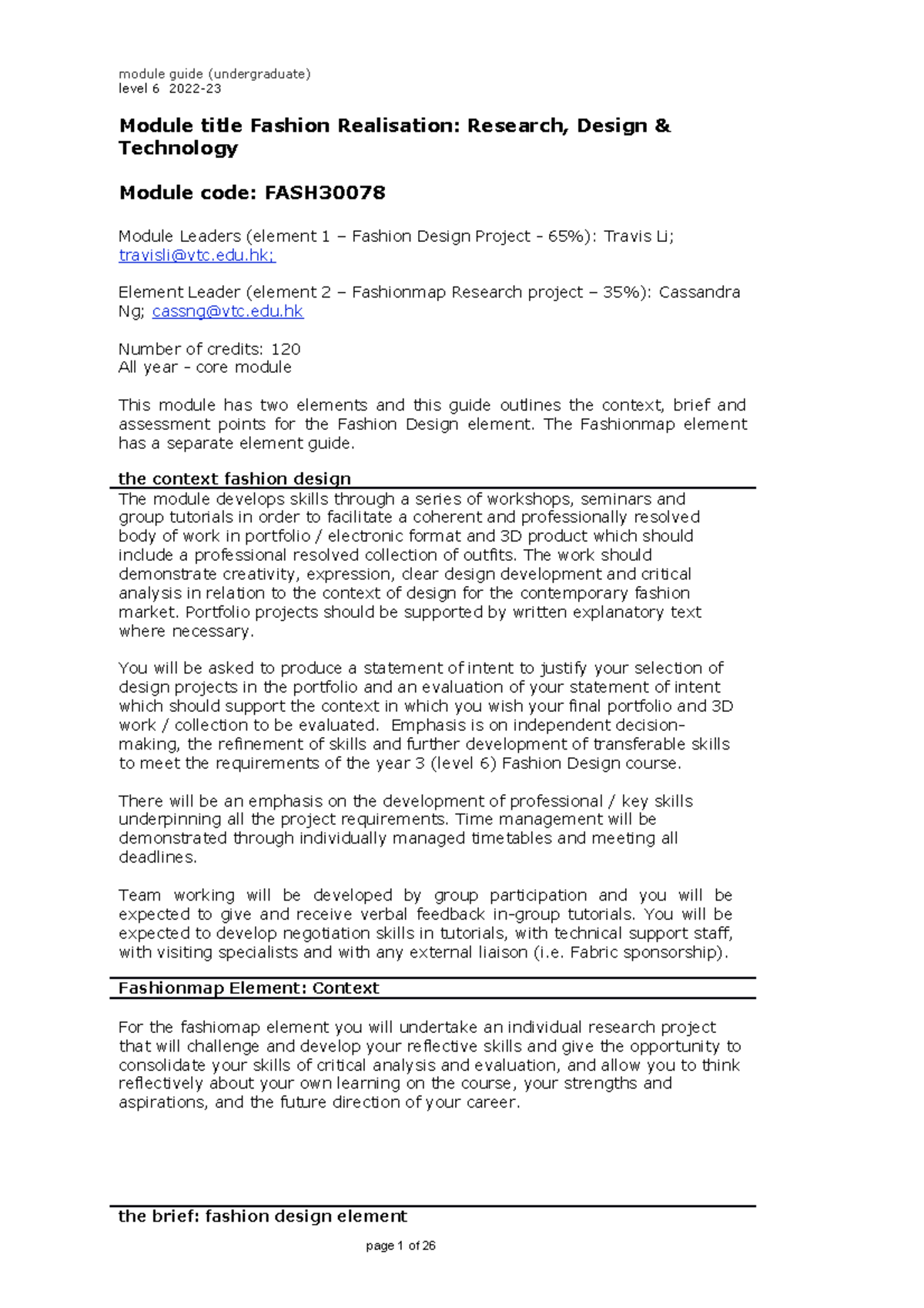 FASH30078 Module Guide 2022 23 v1 - module guide (undergraduate) level ...