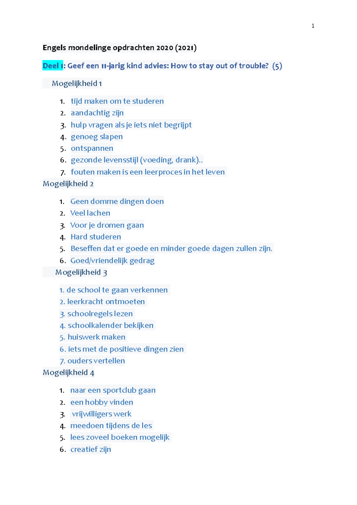 Engels Mondeling mogelijke opdrachten - Engels mondelinge opdrachten ...
