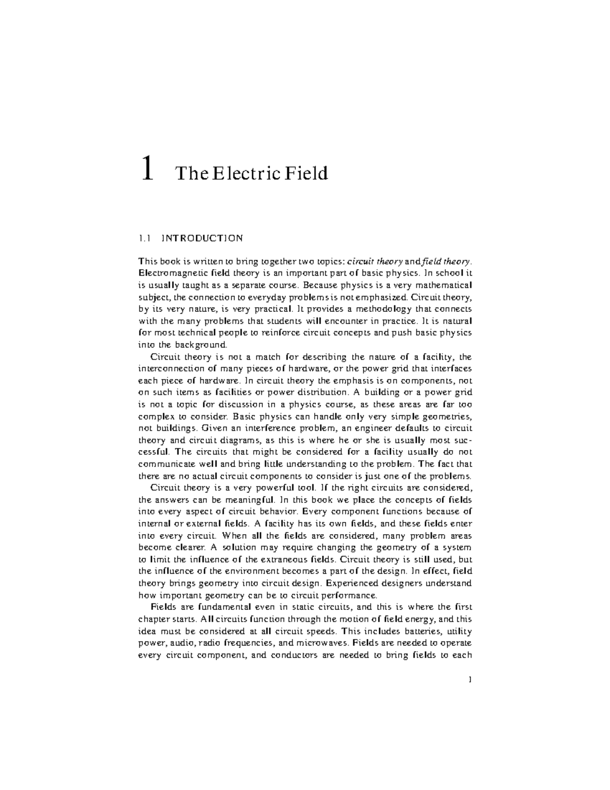 Electronics basic physics p1 - 1 The Electric Field 1 INTRODUCTION This ...