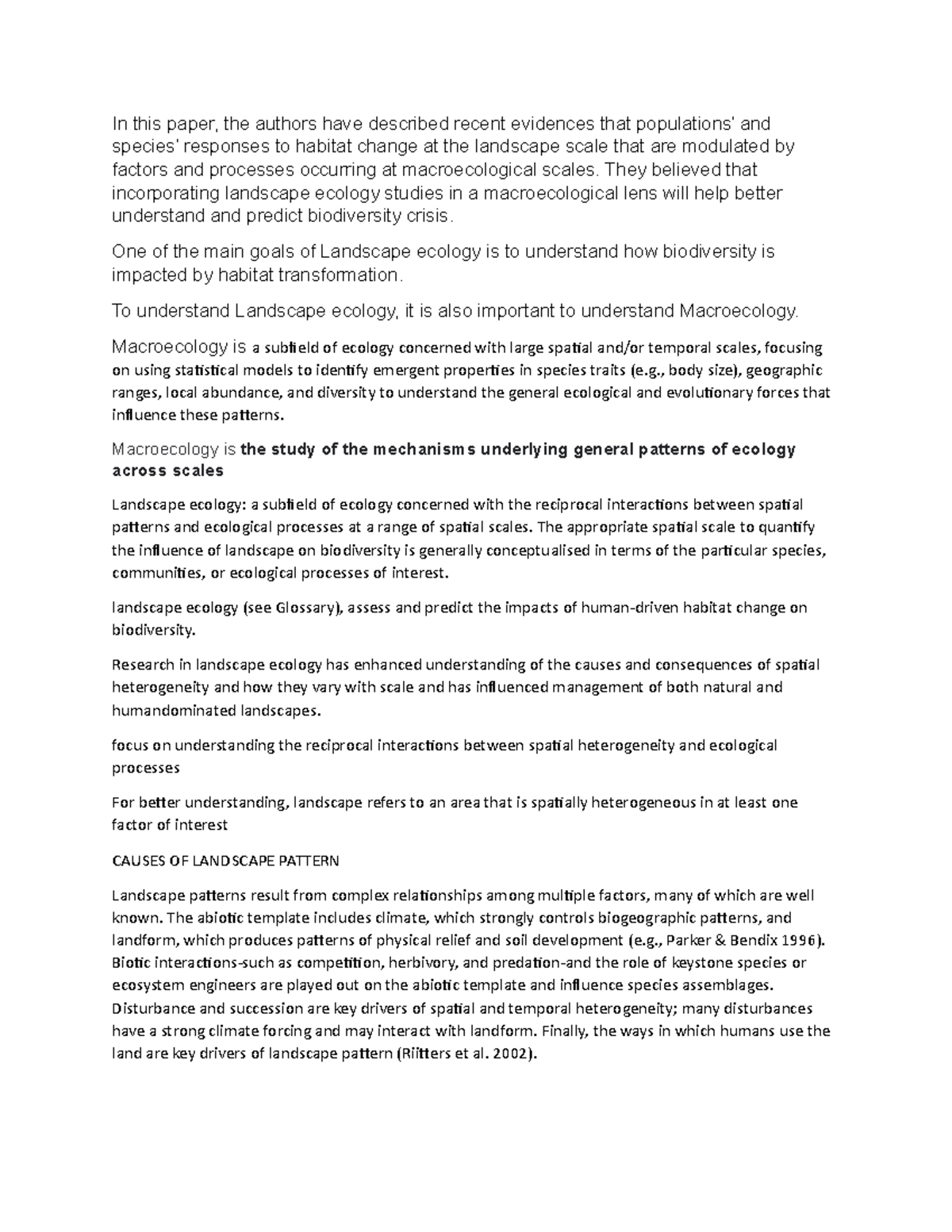 Landscape Ecology - In this paper, the authors have described recent ...