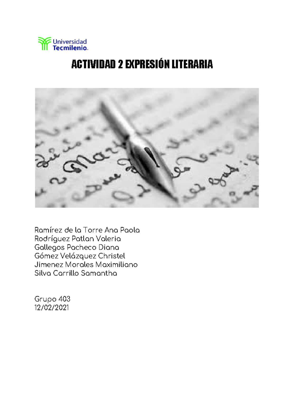 Actividad 2 Expresión Literaria - ACTIVIDAD 2 EXPRESIÓN LITERARIA ...