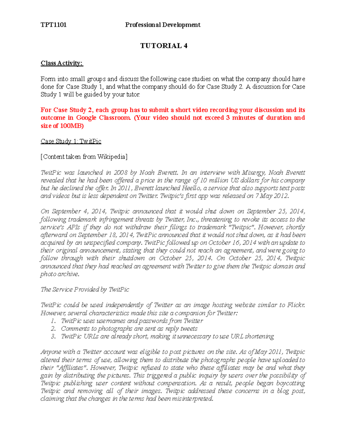 Tutorial-4 Question (Intellectual Property II ) - TPT1101 Professional ...