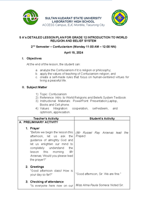 LP Confucianism Final Demo - SULTAN KUDARAT STATE UNIVERSITY LABORATORY HIGH SCHOOL ACCESS ...