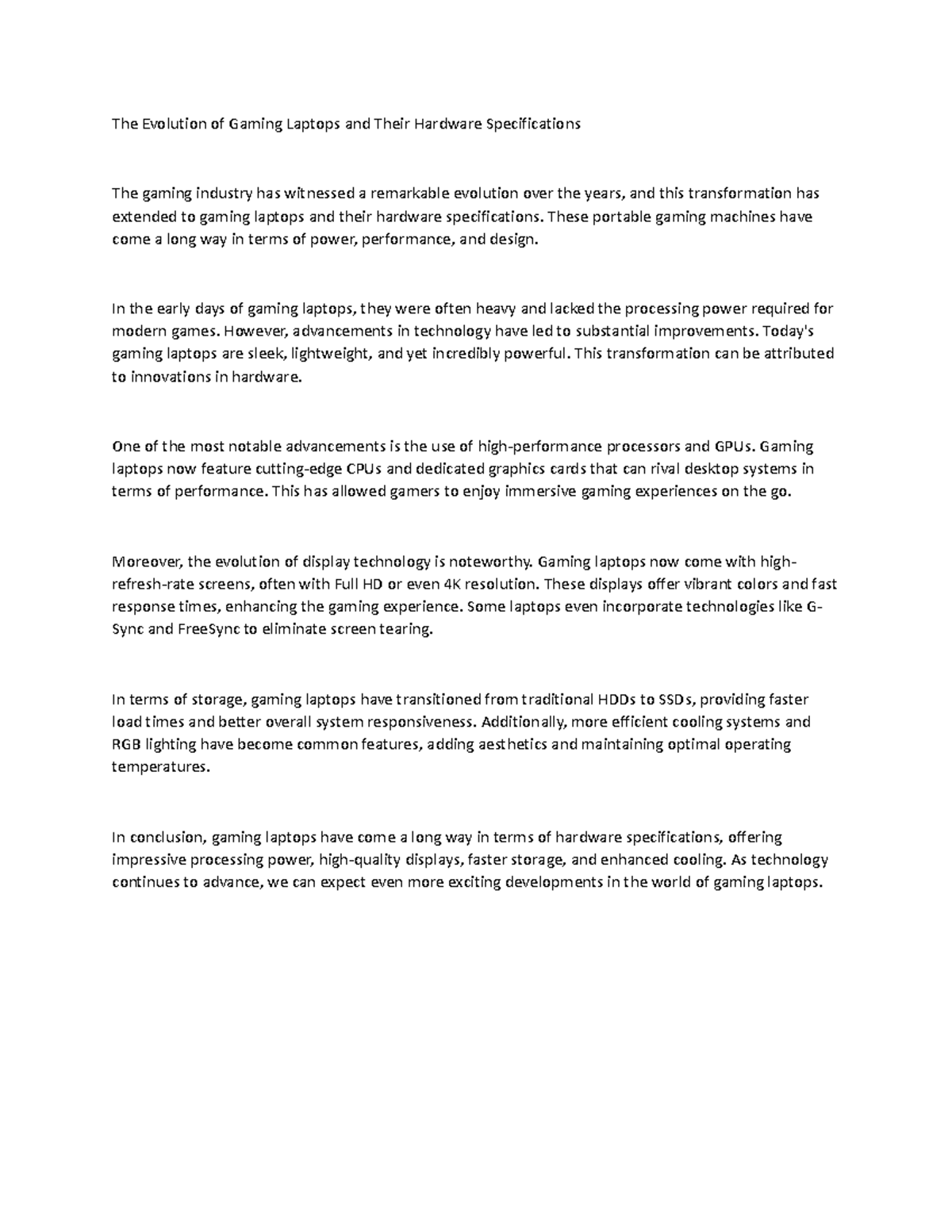 The Evolution of Gaming Laptops and Their Hardware Specifications ...