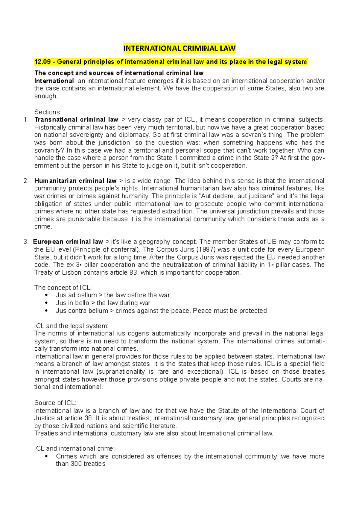 International Criminal LAW - INTERNATIONAL CRIMINAL LAW 12 - General ...