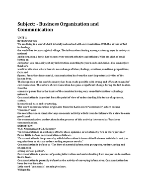 Business Organisation UNIT 1 - BUSINESS ORGANISATION UNIT 1 Meaning and ...