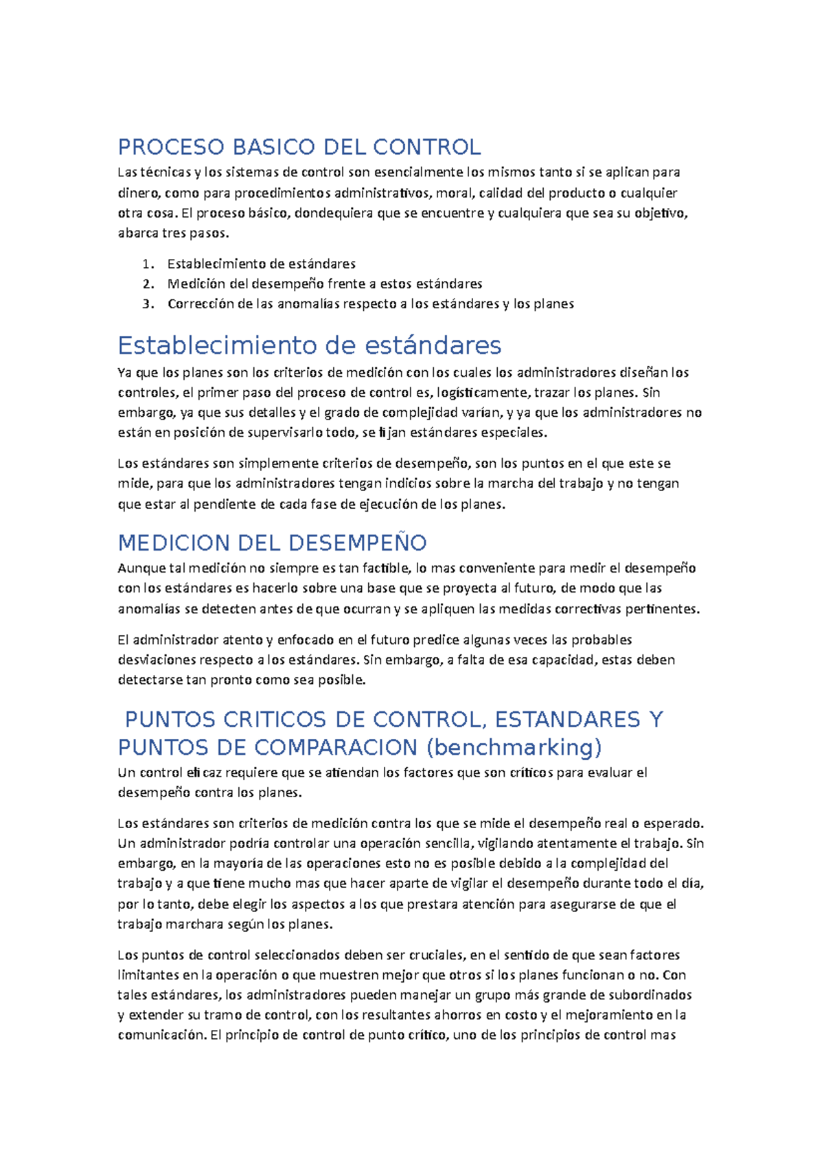 Proceso Basico DEL Control - PROCESO BASICO DEL CONTROL Las y los ...