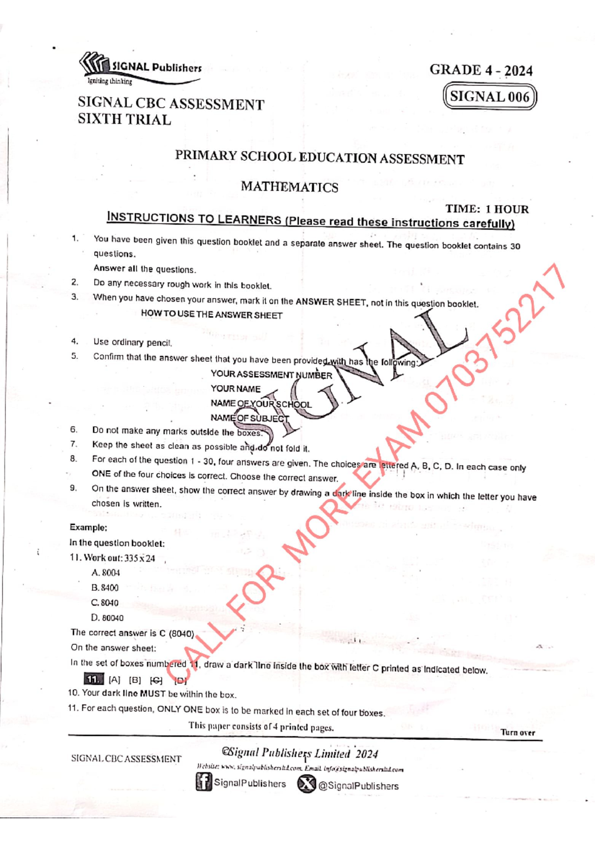 Signal 006 grade 4 maths - SIGNAL Publishers GRADE 4 2024 Igniting thinking SIGNAL 006 SIGNAL ...