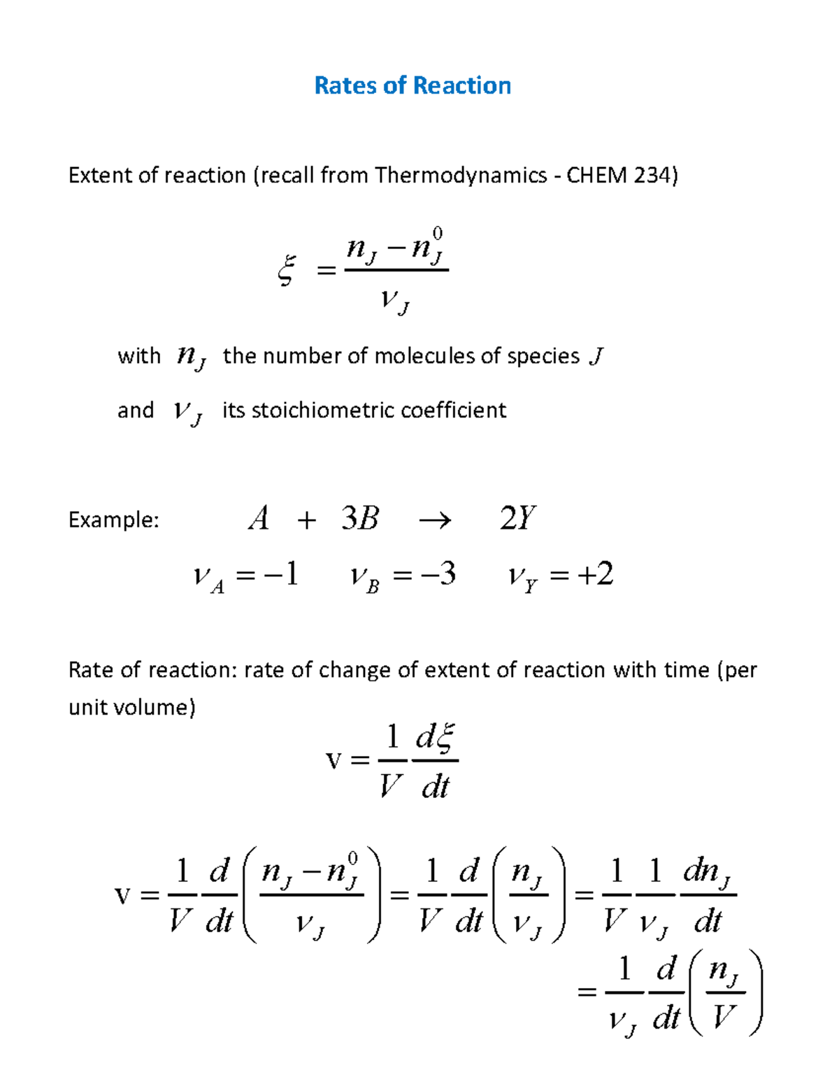 W1 Reaction Rates - Rates of Reaction ####### Extent of reaction ...