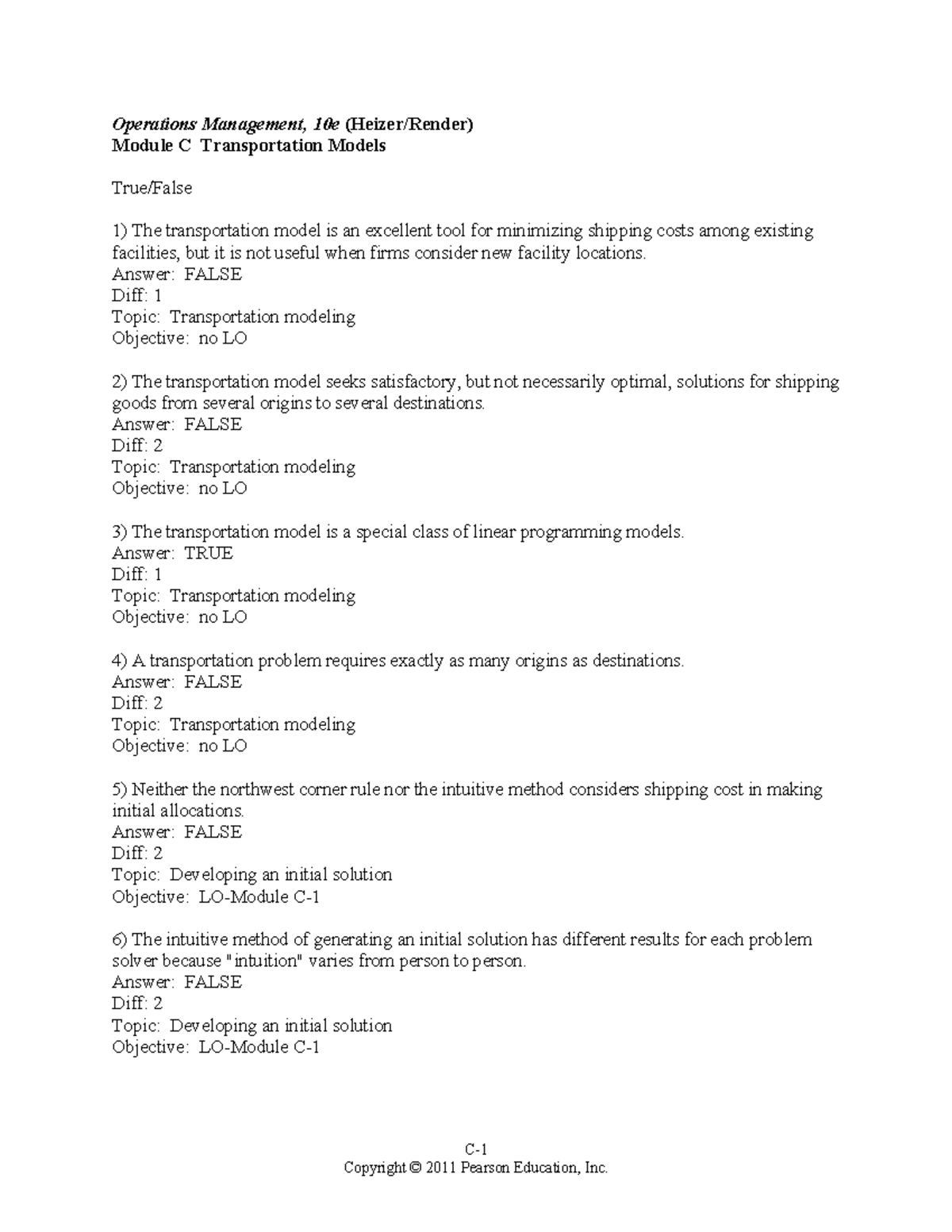 Heizer om10 tif mod C - assadesdwsew - Operations Management, 10e ...