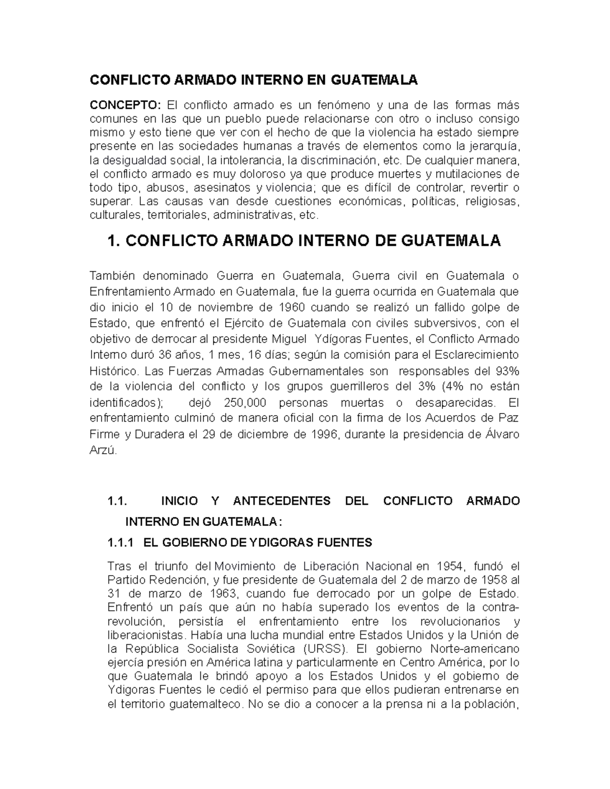 Conflicto Armado Interno - CONFLICTO ARMADO INTERNO EN GUATEMALA ...
