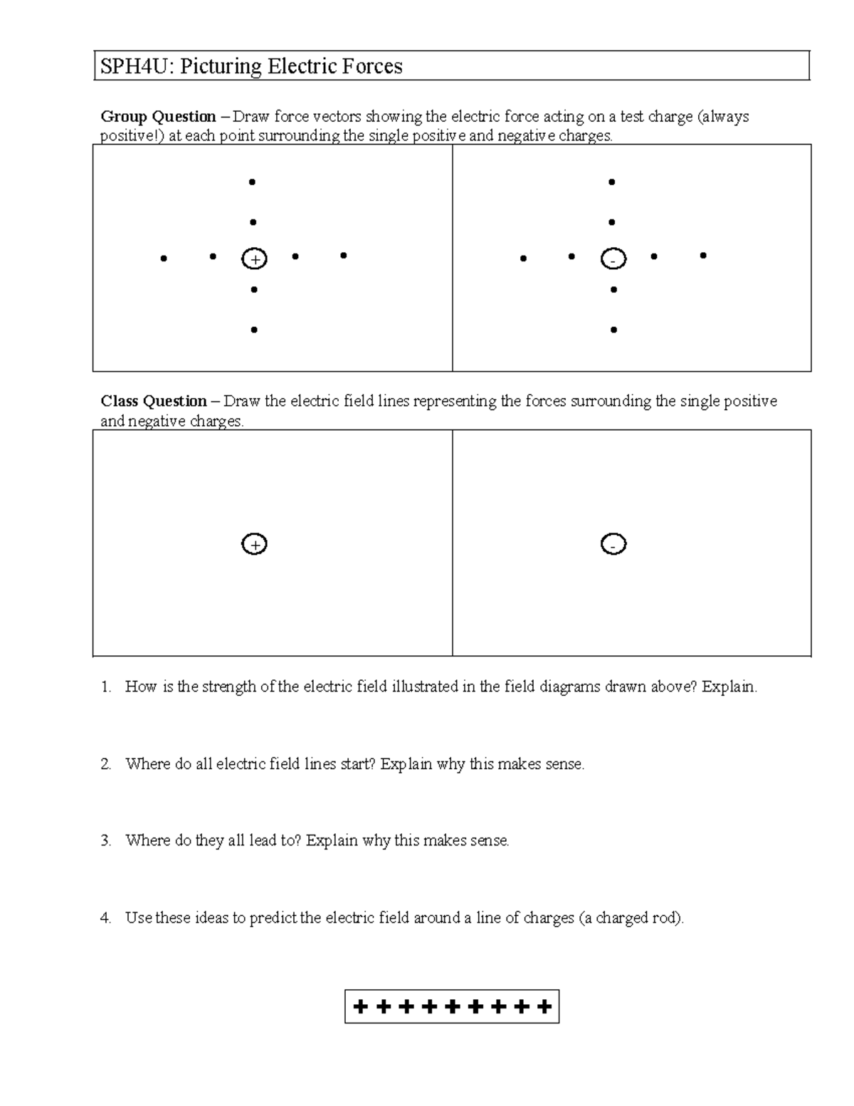 Picturing Electric Forces Worksheet - SPH4U: Picturing Electric Forces ...