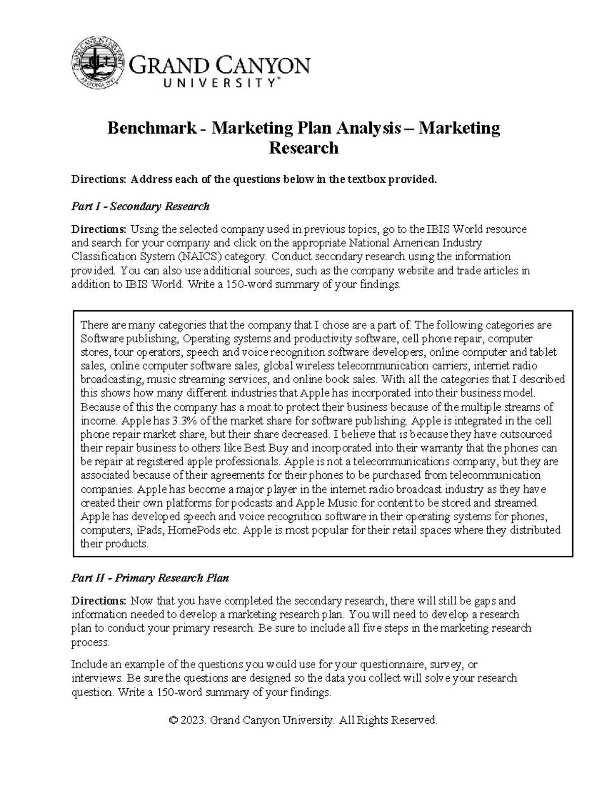John Butler MKT-315-RS-T3-Benchmark-Marketing-Plan-Analysis-Marketing ...