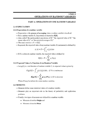 Probability Theory and Stochastic Processes(PTSP)- Random Variables - Probability theory and ...